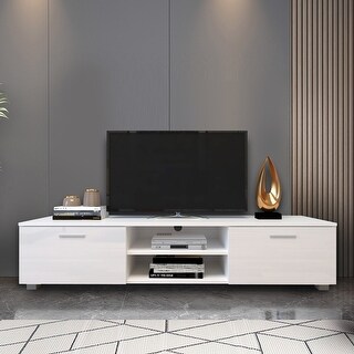 63 inch TV Stand Media Center with 2 Large-Capacity Side Door Cabinet ...