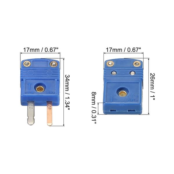 T Type Thermocouple Wire Connectors Male Female Plug Adapter 220°C Blue ...
