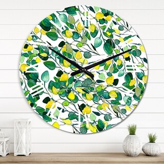 Designart 'Eucalyptus Yellow And Greenery' Patterned wall clock - Bed ...