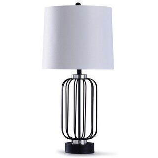 StyleCraft Dayton Black Caged Wire Table Lamp with Clear Acrylic Detail ...