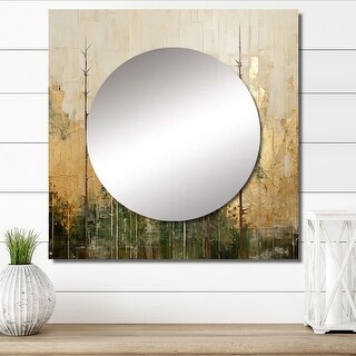 Designart "Minimalism Beige And Gold Forest I" Forest Wall Mirror ...