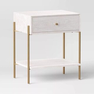 Natural Accent Table with Drawer, Off-White - Bed Bath & Beyond - 38465107