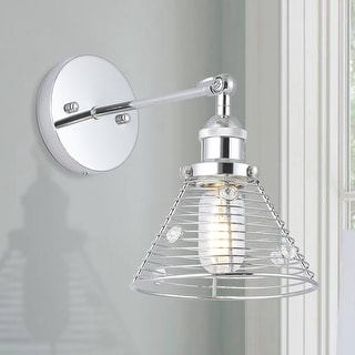 Lusteria 6.88" 1-Light Modern Chrome Crystal Wall Sconce Light - Silver ...