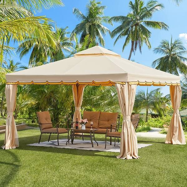 EROMMY Outdoor Canopy Gazebo Double Roof Patio Gazebo with Soft Top ...