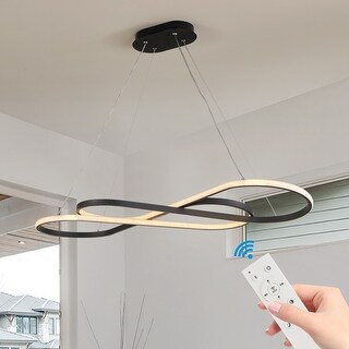 Adjustable Height LED Pendant Light, Infinity Shape Dimmable Ceiling ...