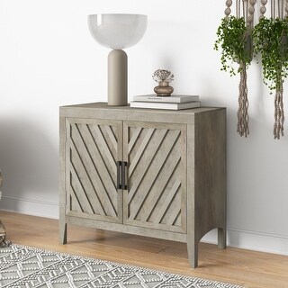 The Gray Barn Daliah White Wash Wood Cabinet with Diagonal-Slat Doors ...