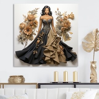 Designart "Haute Couture Elegance I" Dior Black Wall Decor - Glam ...