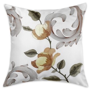 Violet Linen Royal Embroidered Flowers Pattern Decorative Throw Pillow ...