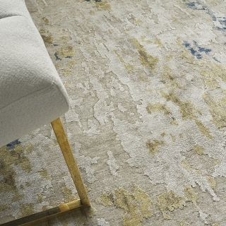 EXQUISITE RUGS Laureno Hand-knotted Bamboo Silk Beige/Gold Area Rug ...
