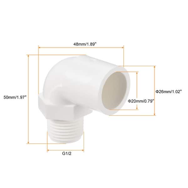 PVC Water Pipe Elbow Fitting G1/2 Male Thread Tube Connector Adapter ...