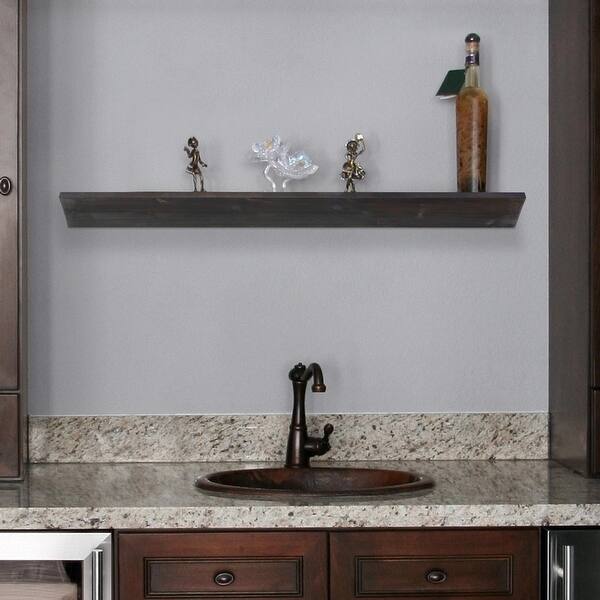 American Art Decor Large Wedge Wood Floating Wall Shelf - Black - 36" L ...