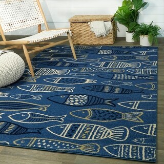 Thomson Fish Print Coastal Area Rug - Bed Bath & Beyond - 31497432