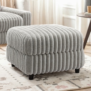 Veyron Furry Channel Fabric Down-filled Ottoman by iNSPIRE Q Modern ...