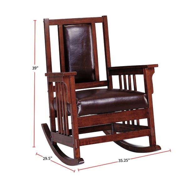 Leather Upholstered Rocking Chair in Tobacco and Dark Brown - Bed Bath ...
