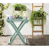 SAFAVIEH Outdoor Living Covina Beach House Blue Tray Table - 18.9"x27.2 ...