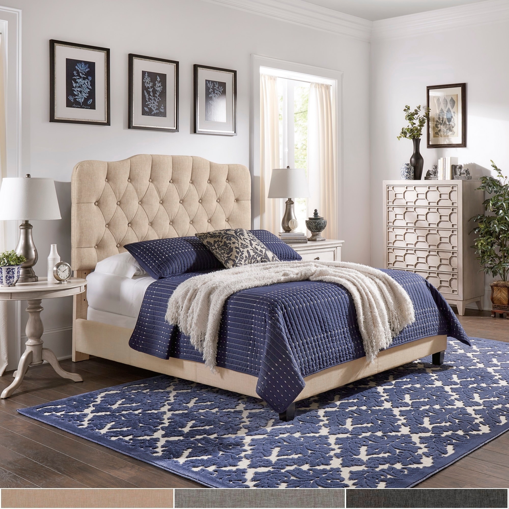 Ginny Adjustable Diamond-tufted Camel Back Bed by iNSPIRE Q Classic ...