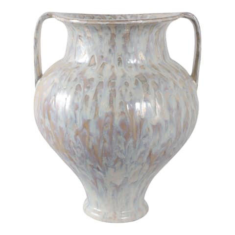 Pottery Twisted Vase with Sculptural Design for Home Decor - 14" White ...