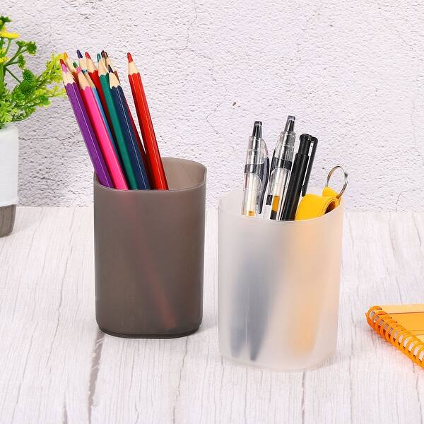 4pcs Pencil Holder Plastic Pen Containers Makeup Desk Organizers, Black ...