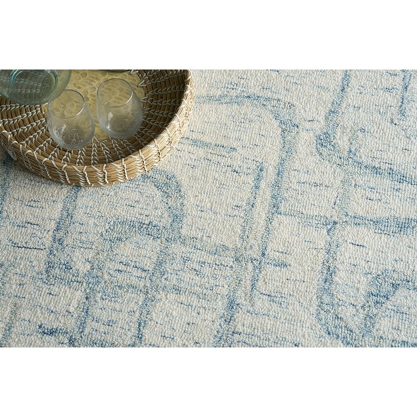 EXQUISITE RUGS Breeze Hand-tufted New Zealand Wool Light Blue Area Rug ...