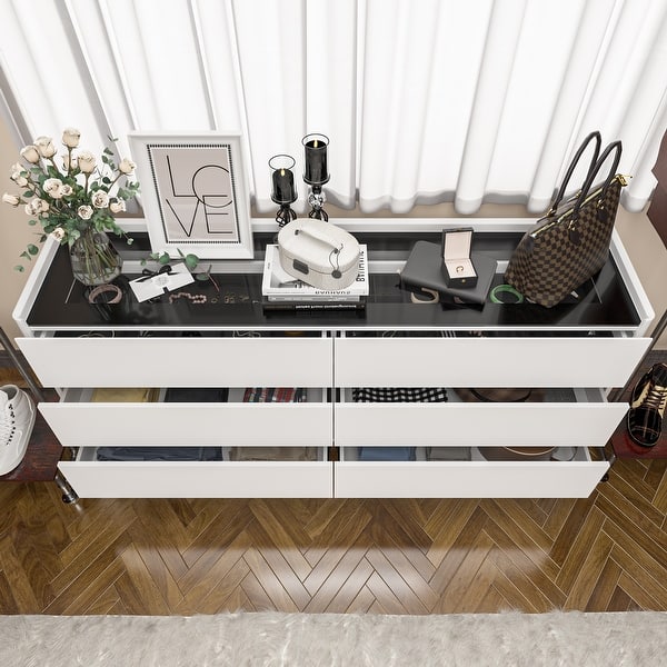 63" Display Glass Top Elegant Jewelry Storage Dresser Chest Of Drawers ...
