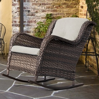 Cozywor Outdoor Wicker Rattan Swivel Rocking Chair - Bed Bath & Beyond ...