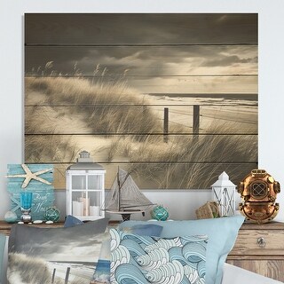 DESIGN ART "Beach Under A Coastal Storm" Coastal Beach Wood Wall Decor ...