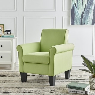 Angela Green Microfiber Fabric Armchair, Rolled Arm Living Room Chair ...