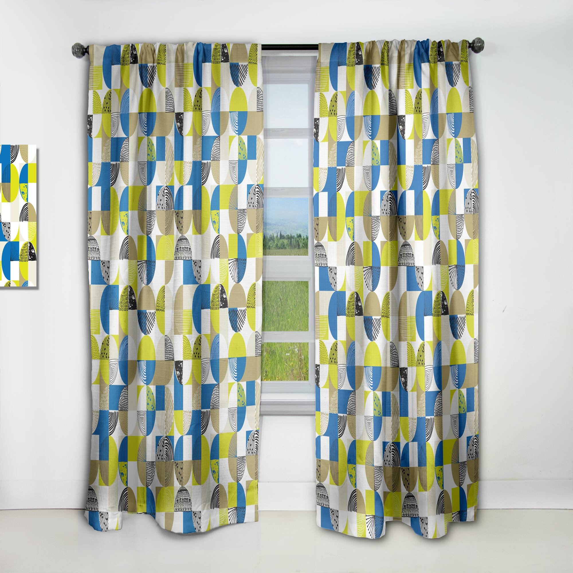 Designart Circular Retro Design I Mid Century Modern Blackout Curtain