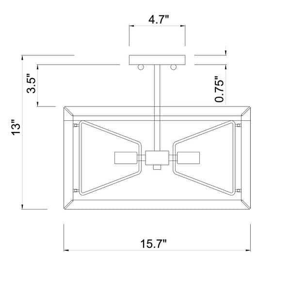 Jaysen Matte Black+Gold 4-Light Geometric Metal Semi-Flush Mount - Bed ...