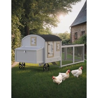 110in Outdoor Wooden Chicken Coop Large Hen House for 3-5 Chickens ...