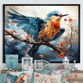 Designart "Geometric Birds In Cubist Skies I" Animals Bird Framed ...