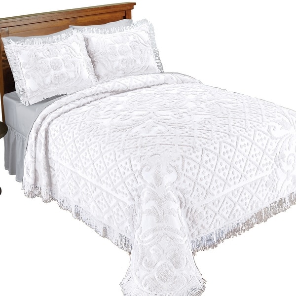 Diana Textured Design Fringe Border Chenille Bedspread - Bed Bath ...