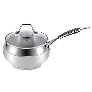 ELITRA Home Stainless Steel Sauce Pan with Glass Lid, Easy Grip Handles ...