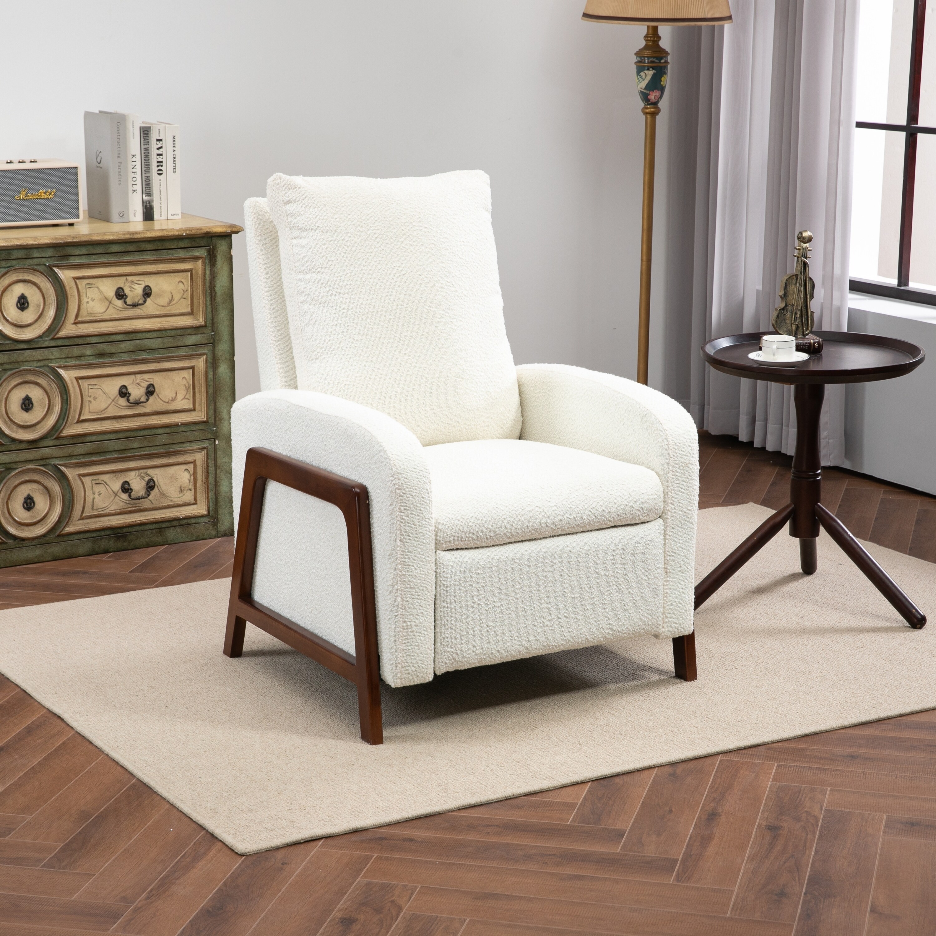 HOMEFUN Boucle Upholstered Adjustable Recliner Chair for Living Room ...