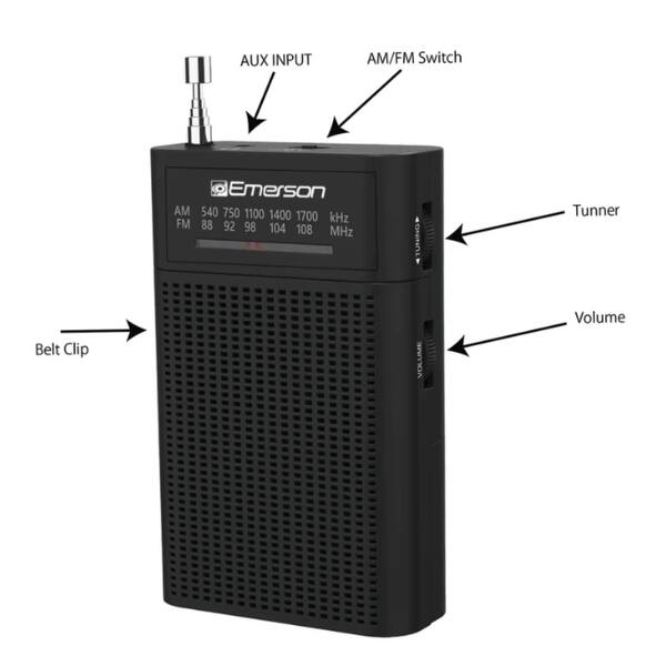 Emerson Portable AMFM Radio with Built-In Speaker and Easy Removable ...