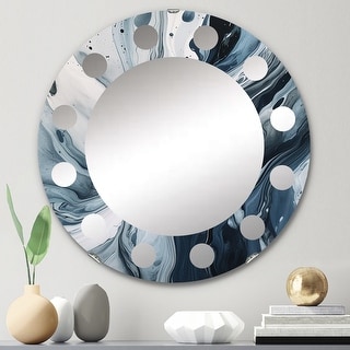 Designart "Blue and Grey Ethereal Elixir III" Abstract Blue Wall Mirror ...