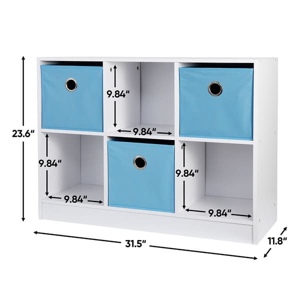 6 Cube Modern Storage Organizer Bookcase Storage White Light Blue - 52 ...