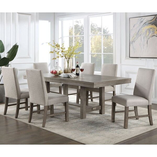 Jusk Rustic Grey Wood 7 Piece Dining Table Set by Furniture of America On Sale Bed Bath Beyond 38373604
