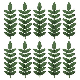 10Pcs 7"x3" Artificial Green Leaves Fake Shrubs Leaves Faux Greenery ...