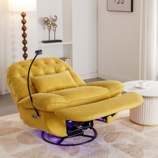 Yellow Glider Power Recliner Leisure Swivel Sofa w/USB Charger - Bed ...