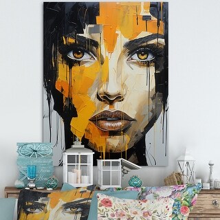 Designart "Yellow Enigma Woman Portrait" Abstract Portraits Canvas ...
