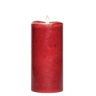 8" Red Mottled LED Pillar Candle - 3.75"L x 3.75"W x 8"H - Bed Bath ...
