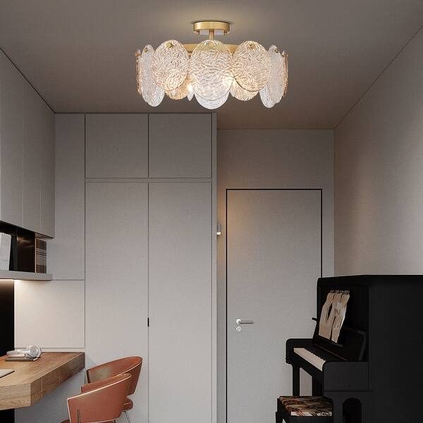 Fawne 18-inch 4-light Matte Gold Semi-Flushmount Ceiling Lamp with ...