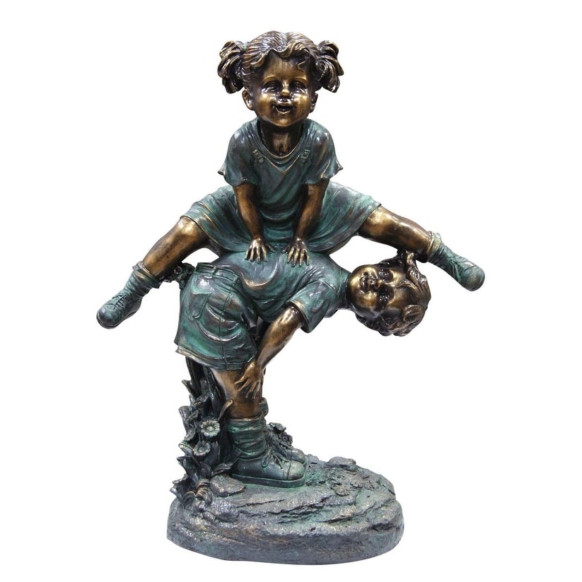 Alpine Girl Jumping Over Boy Garden Statue - Bed Bath & Beyond - 11594432