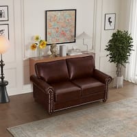 Burgundy Nailhead Trim Rolled Arms Loveseat Chair, Reclining Sofa - Bed ...