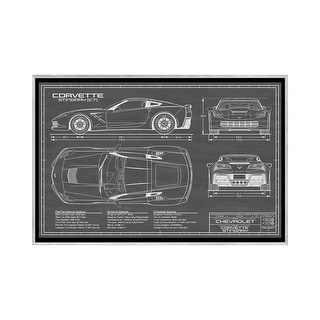 iCanvas "Corvette (C7) Stingray Black" by Action Blueprints Framed ...
