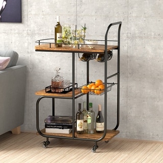 Bar Cart for Home, Liquor Beverage 3 Tier Industrial Kitchen Rolling ...