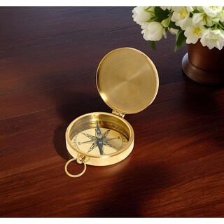 HomeRoots Shiny Brass Marine Compass With Lid - 3' X '0.6' X '4 - Bed ...