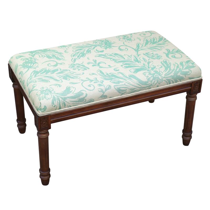 Aqua Tuscan Floral Bench with Wood Stain Finish - Overstock - 33150053