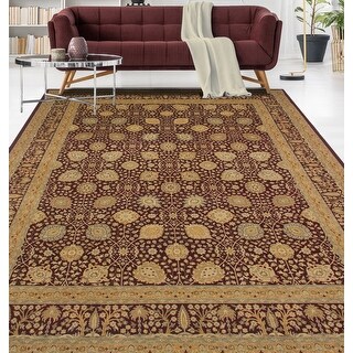 Turkish-Knotted Ankara Melodi Drk. Red/Drk. Red Rug (8'3 x 11'4) - 8x11 ...